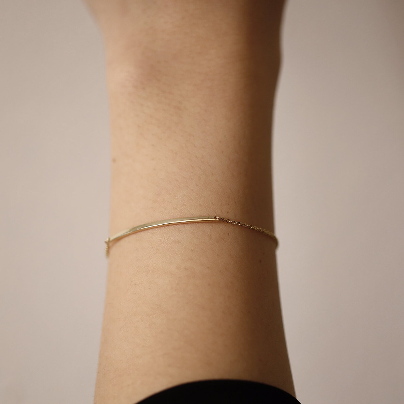 Bar Bracelet, Thin Gold Bar Bracelet, 14K Solid Gold Bracelet, Simple ...