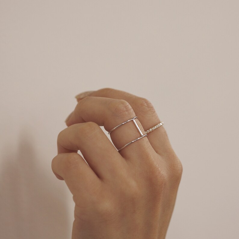 Gold Ring, Solid 14k Gold Ring, H Ring, Minimalist Ring, Unique Ring ...