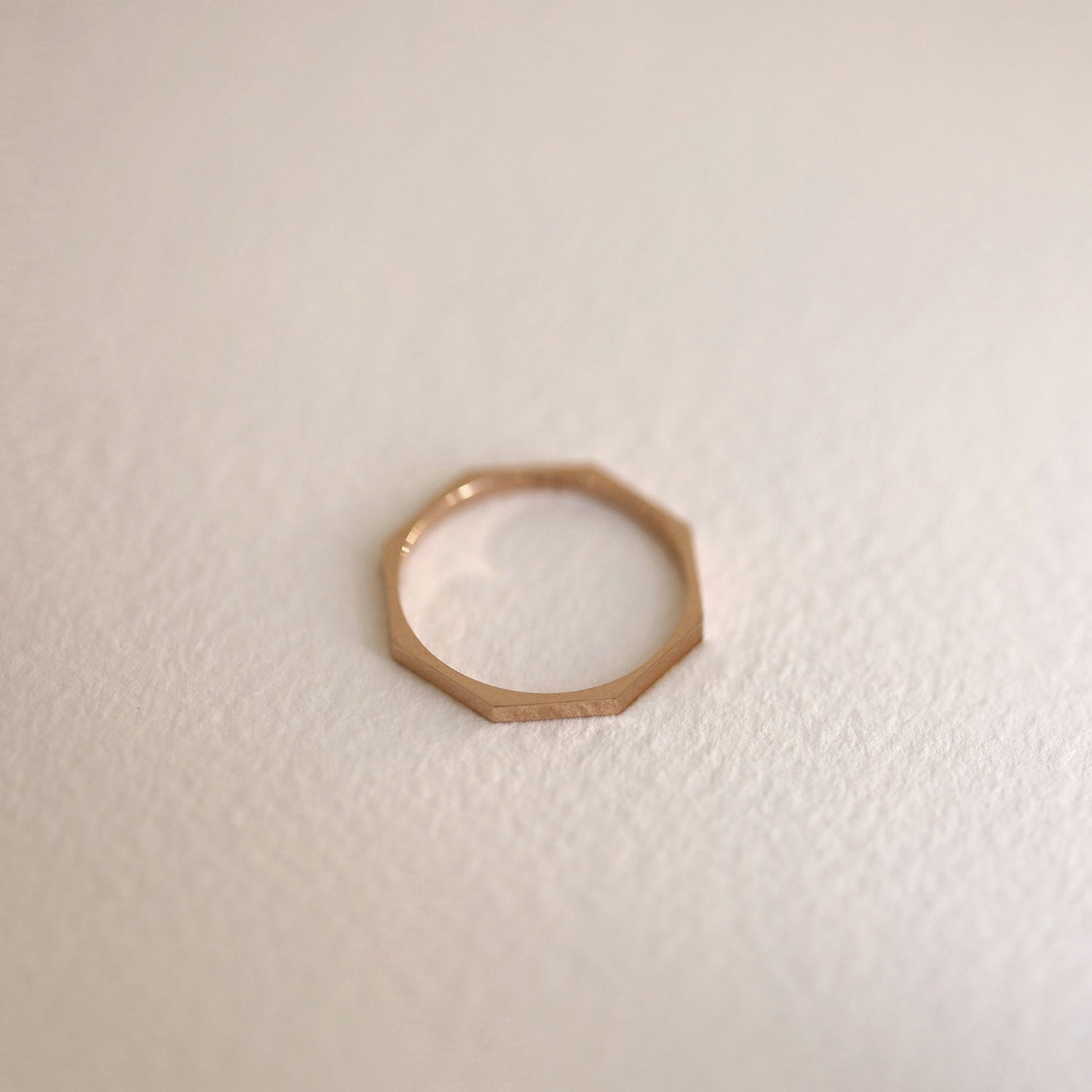 Unique Thin Octagon Gold Ring, 14k Solid Gold Ring, Bolt Shape Ring ...