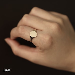 Oval Signet Ring, 14K Solid Gold Signet Ring, Oval Shape Signet Ring ...