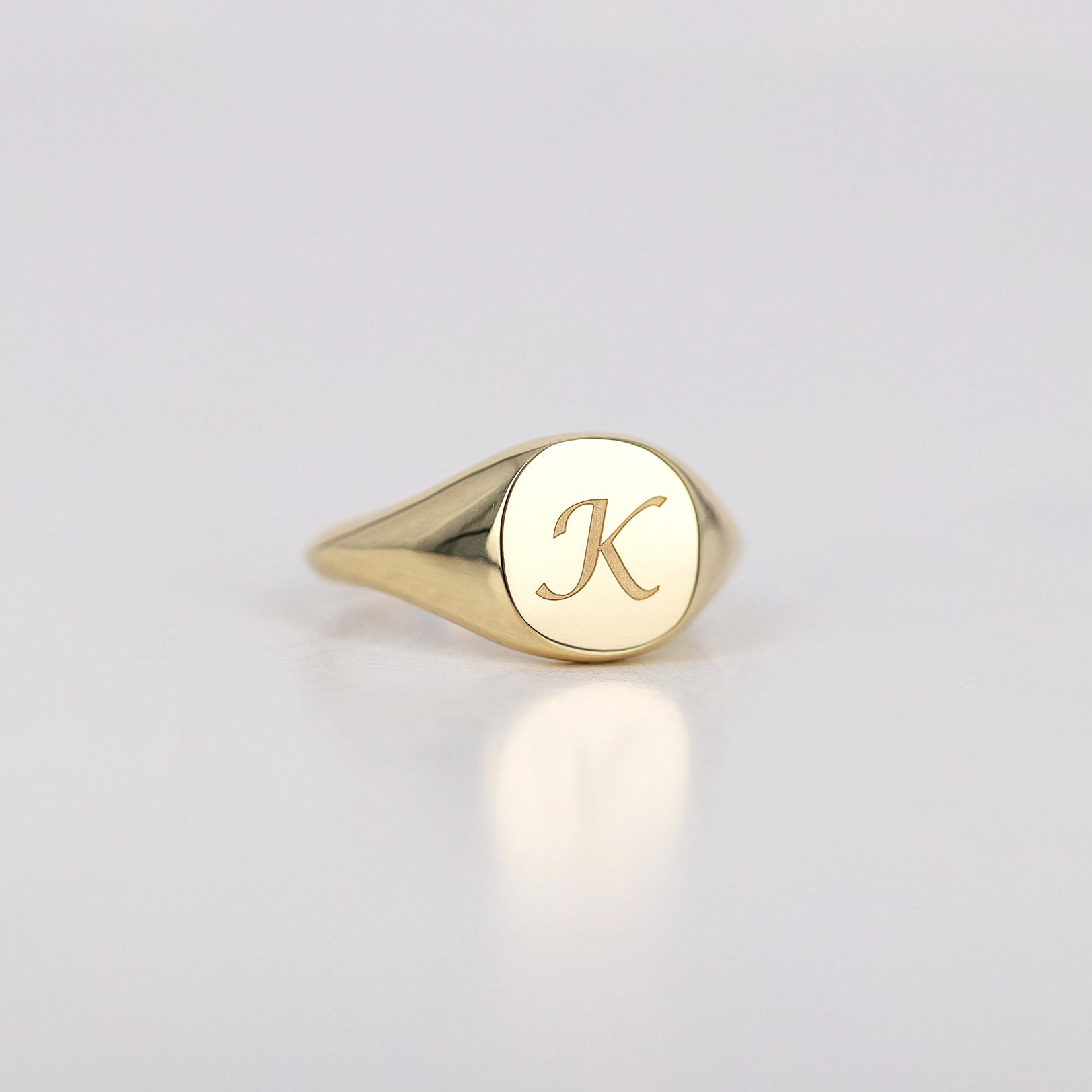 Initial Signet Ring 10K 14K 18K Gold Minimalist Signet - Etsy Australia