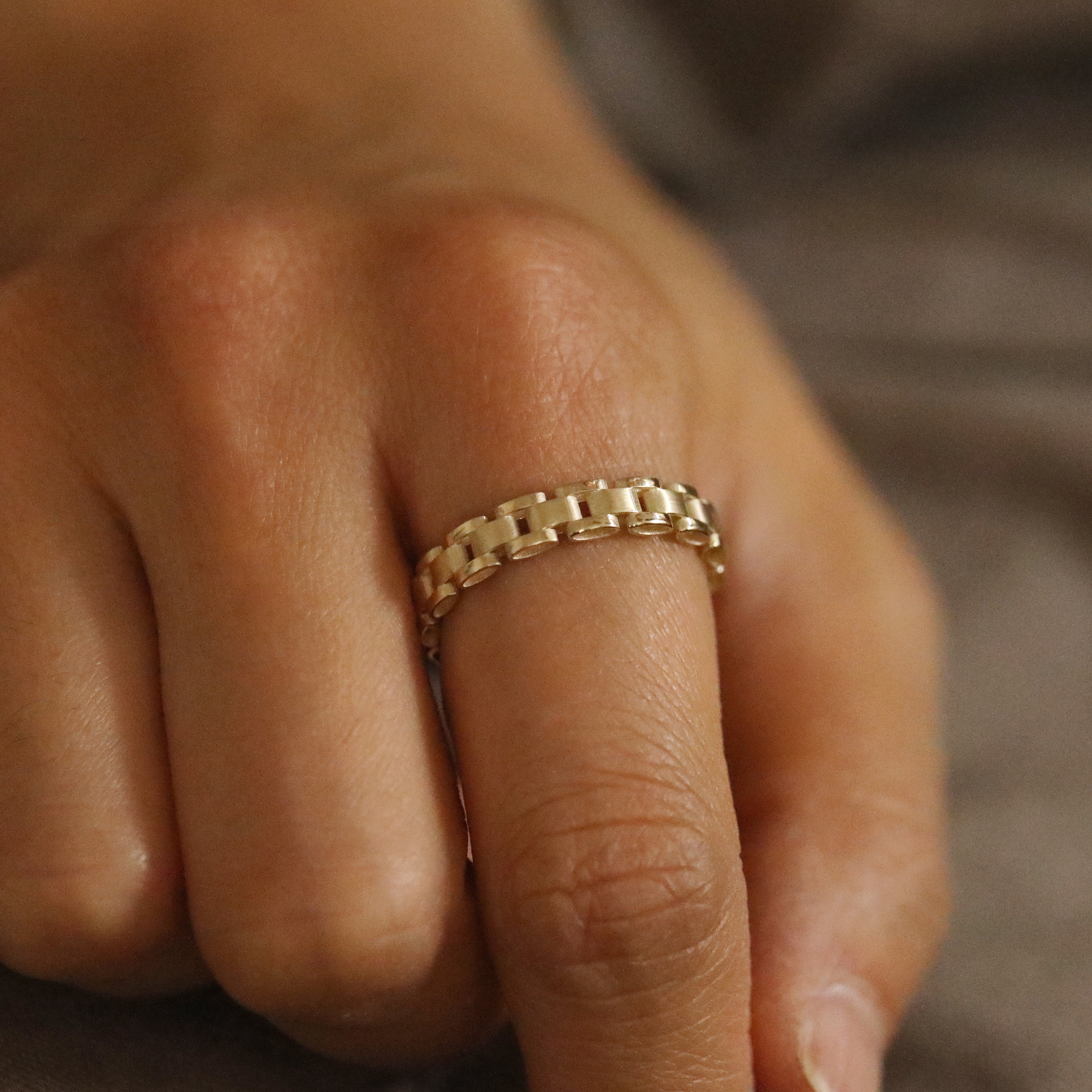 Rolex Style Chain Shape Ring 4mm Gold Chain Band 10K 14K - Etsy