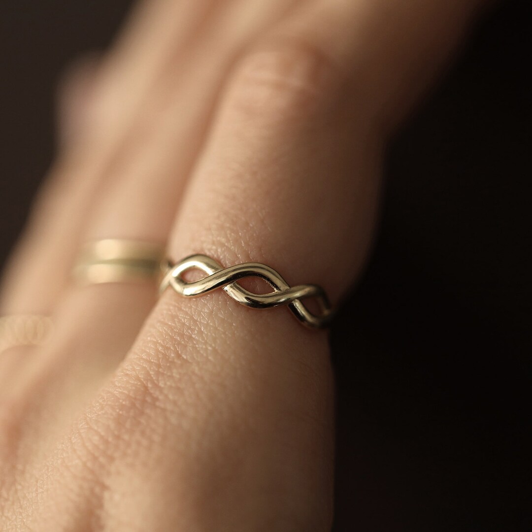 Infinity Eternity Ring Band, Engagement Wedding Ring, 10K 14K Solid ...