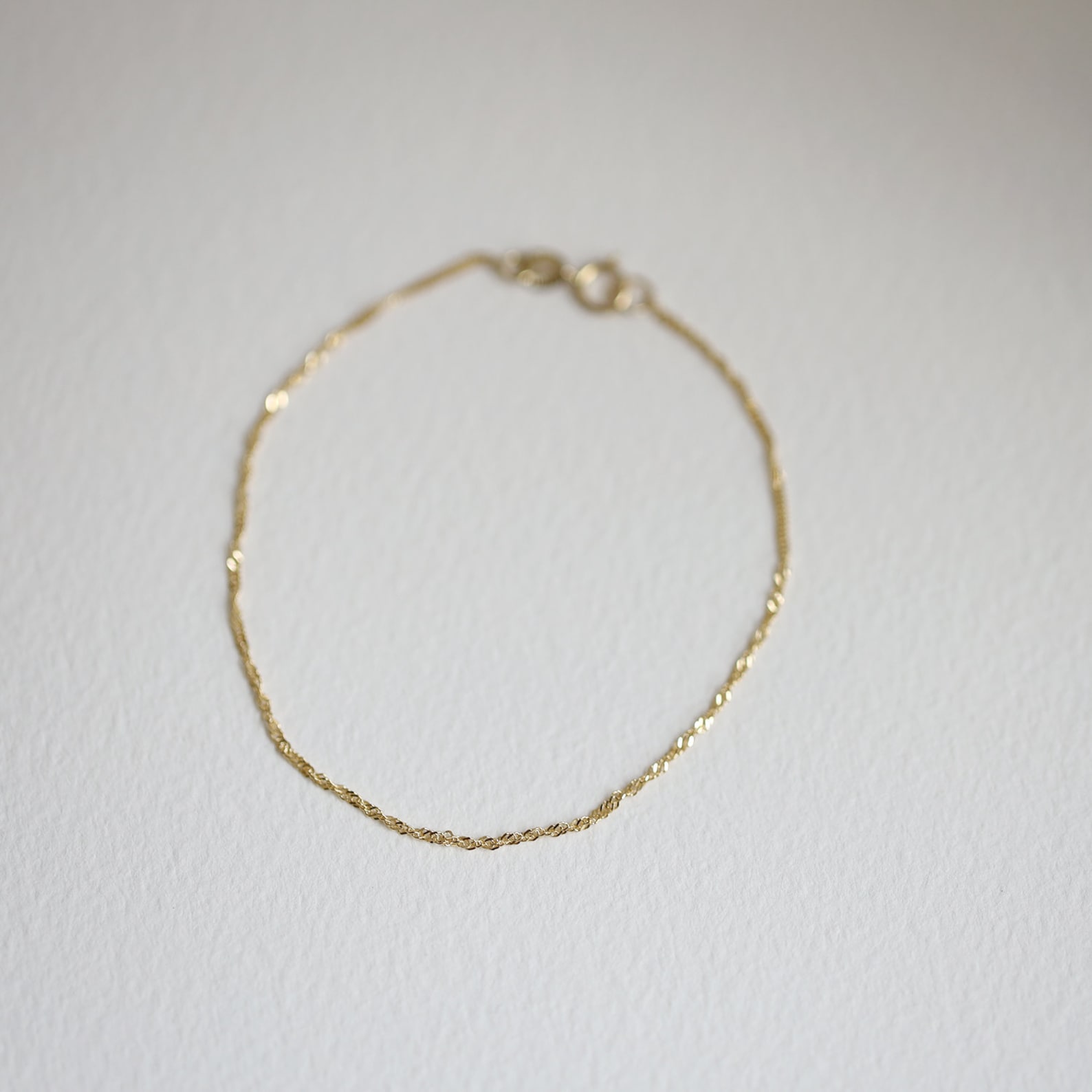 Singapore Chain, Gold Chain Anklet, 14K Solid Gold Anklet, Simple Twist ...