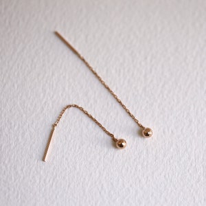 Front Back Drop Dangle Earrings, Threader Style Earrings, 14K Solid ...