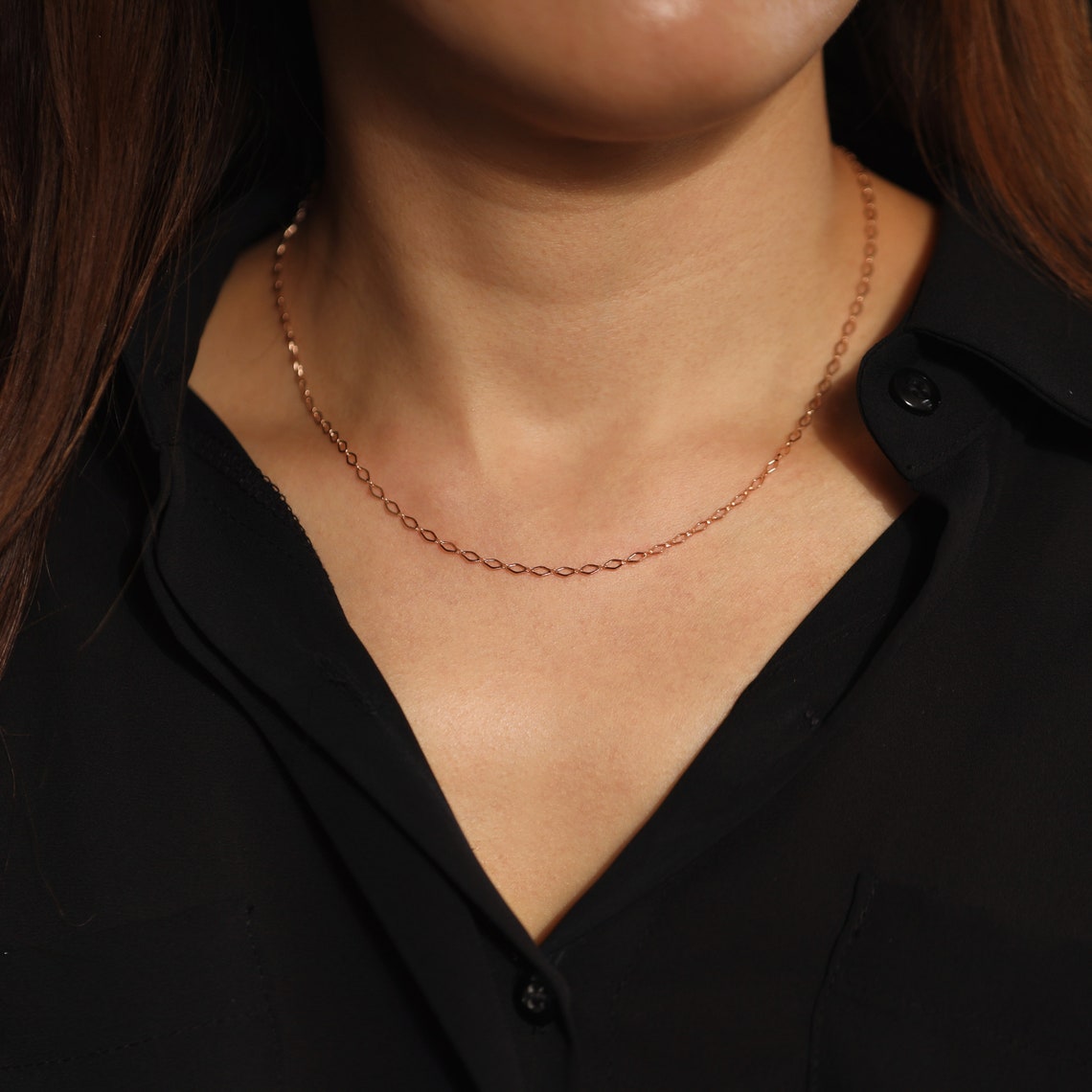 14K Gold Glitter Diamond Shape Chain Necklace Sparkle Flat | Etsy