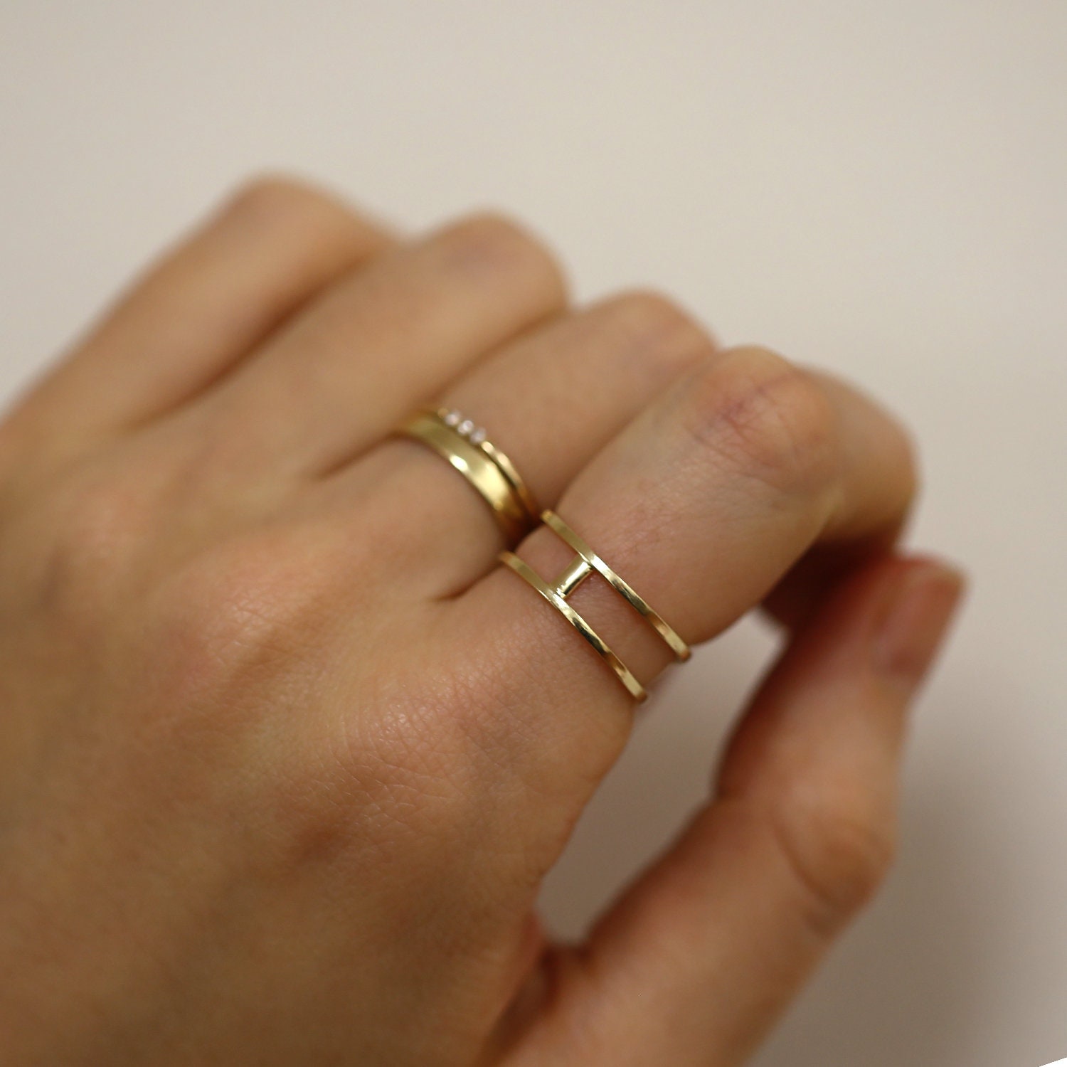 Versatile Gold Ring X Ring H Ring 10K 14K Solid Gold Ring | Etsy