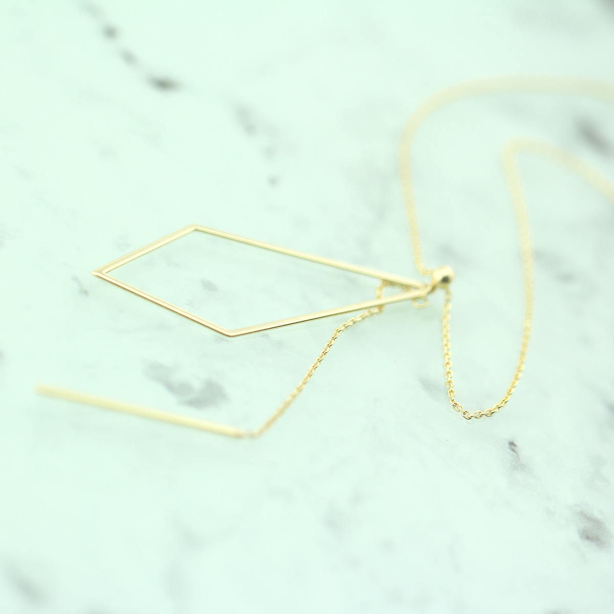 Geometric Necklace 14K Solid Gold Geometric Double Layered - Etsy