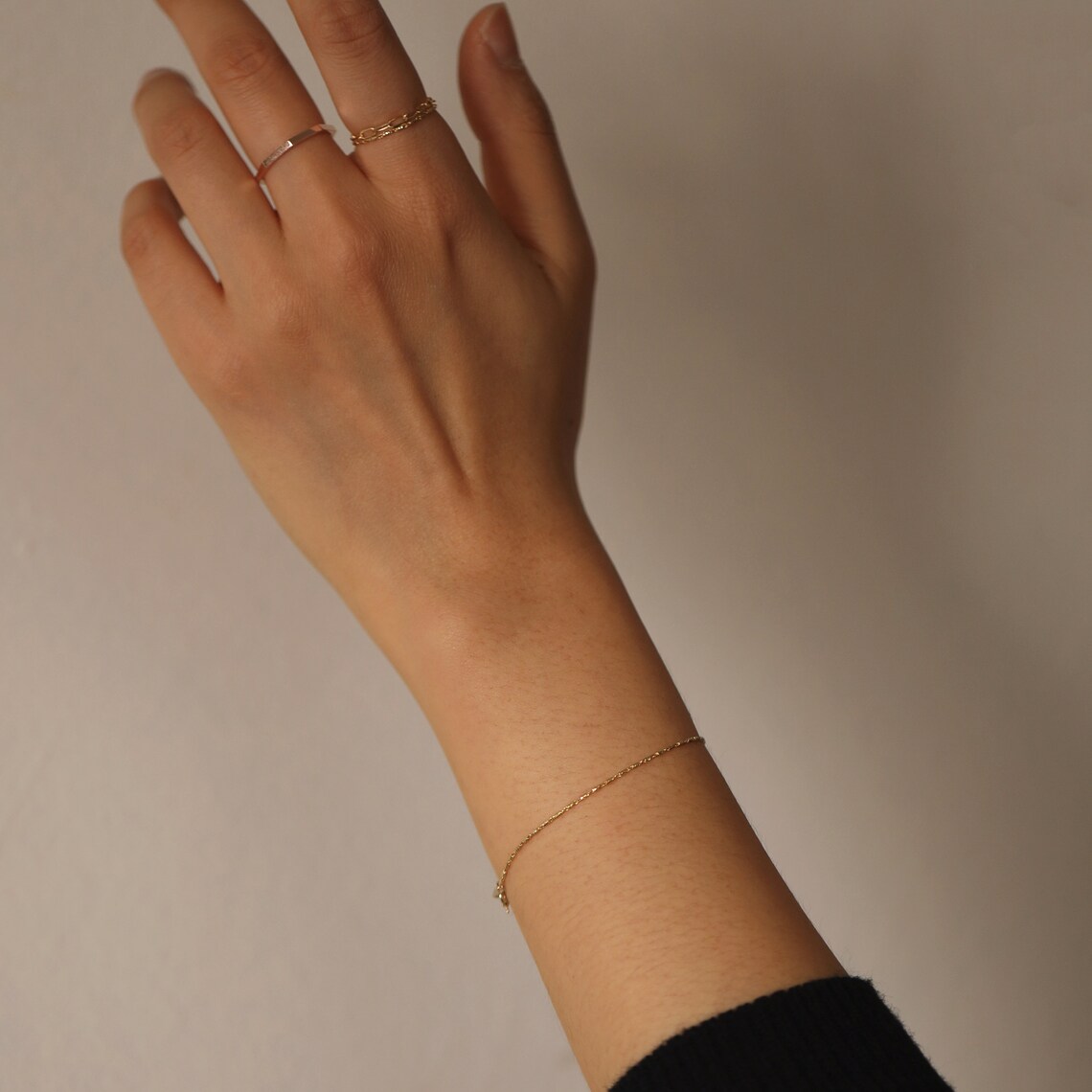 Thick Raso Chain Bracelet Gold Chain Bracelet 14K Solid Gold - Etsy