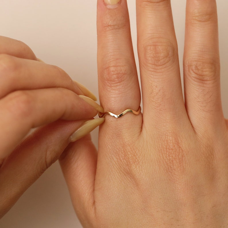 Flat Wavy Ring Zig Zag Ring Ripple Ring Minimalist Wave - Etsy