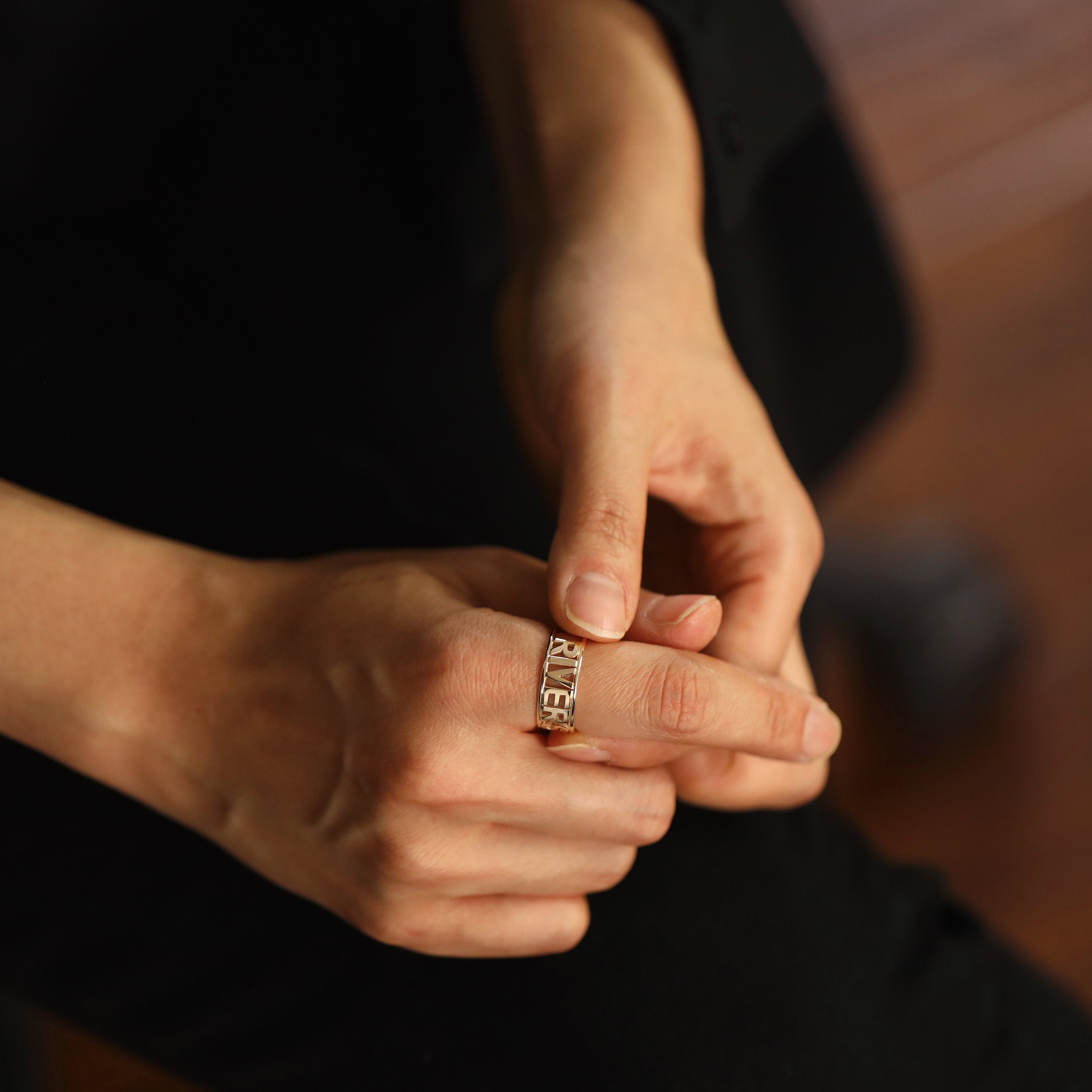 14K Name Ring Name Double Band Monogram Double Band Ring | Etsy