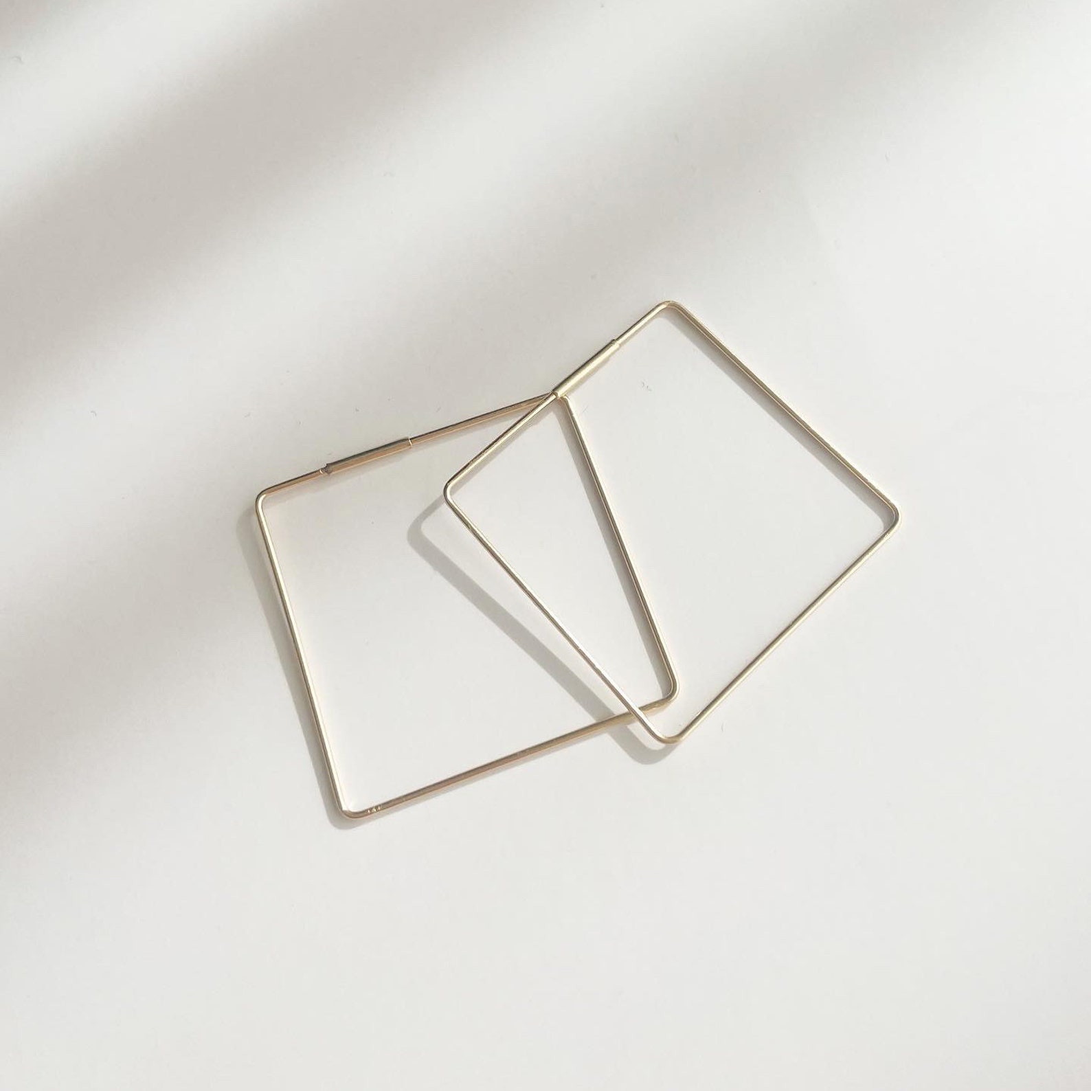 14K Solid Gold Square Hoop Earrings / Infinity Square Hoop Earrings ...