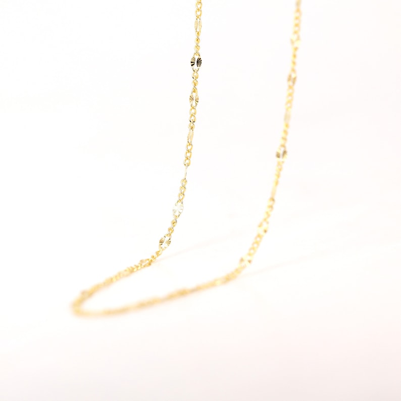Chain With Diamond Cut Oval Link, Gold Chain Anklet, 14K Solid Gold ...