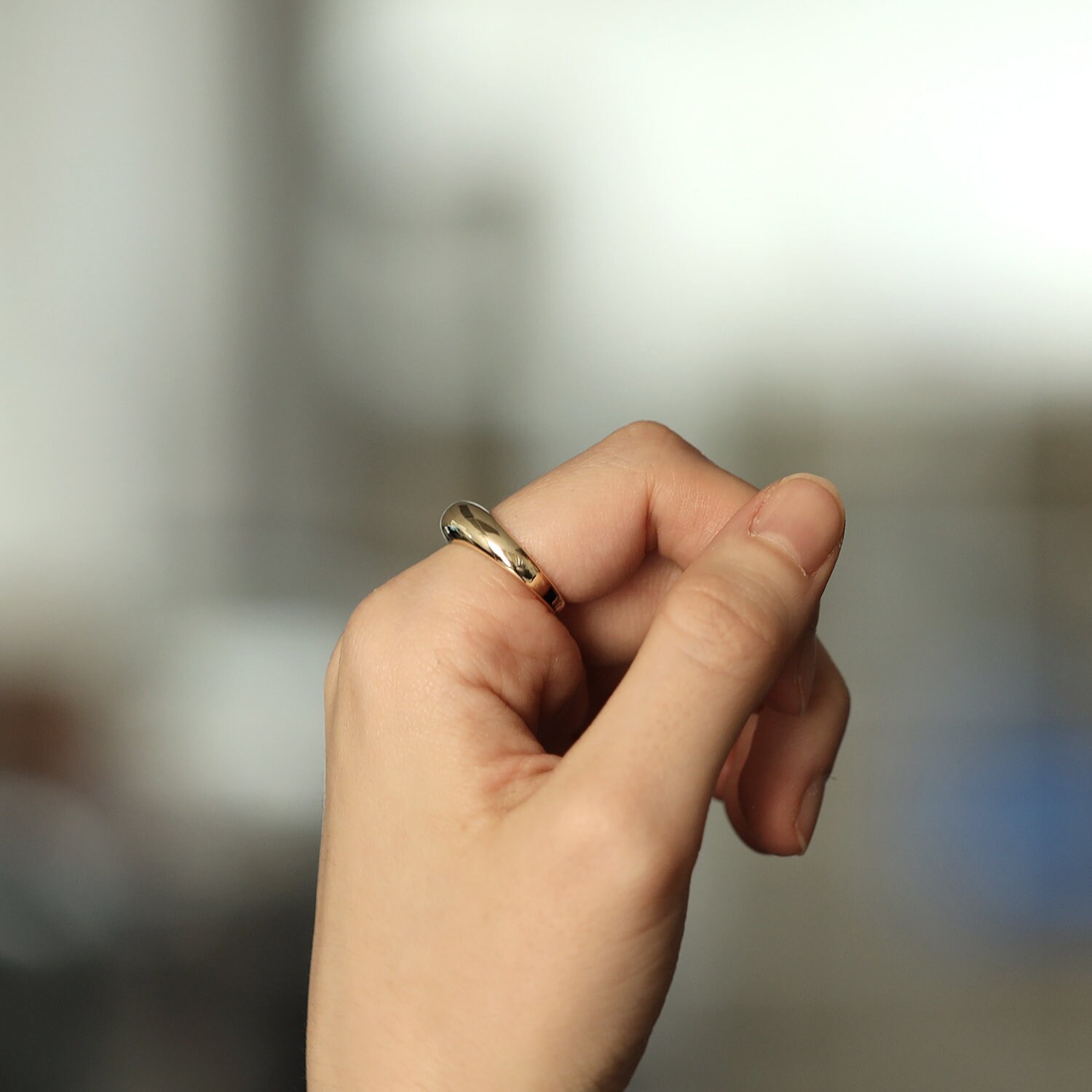 14k Gold 5mm Dome Ring 14K Solid Gold Dome Shape Ring | Etsy