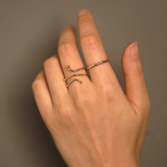 Screw Ring Wrap Ring 14k Gold Screw Ring Twist Ring Screw | Etsy