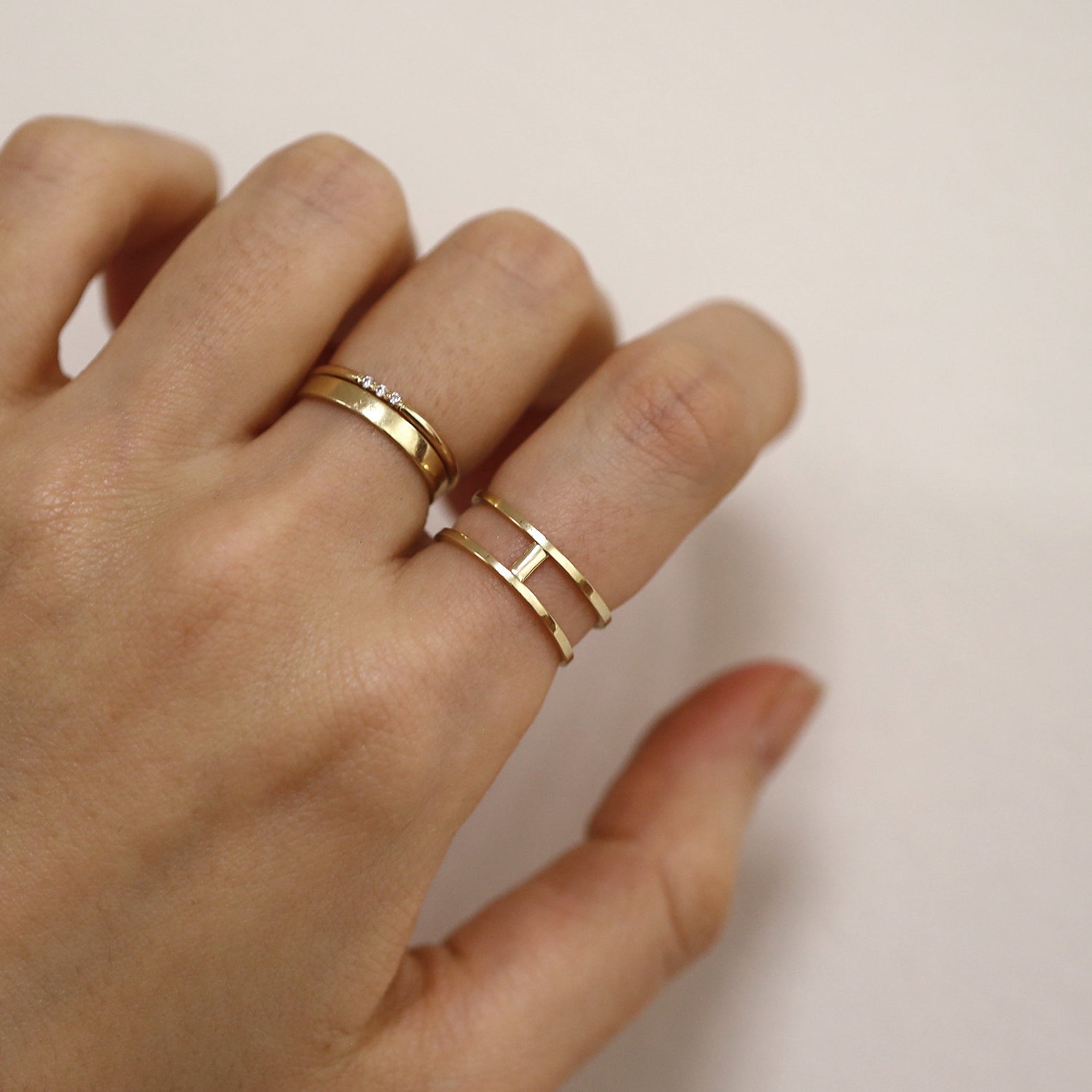 Versatile Gold Ring X Ring H Ring 10K 14K Solid Gold Ring - Etsy