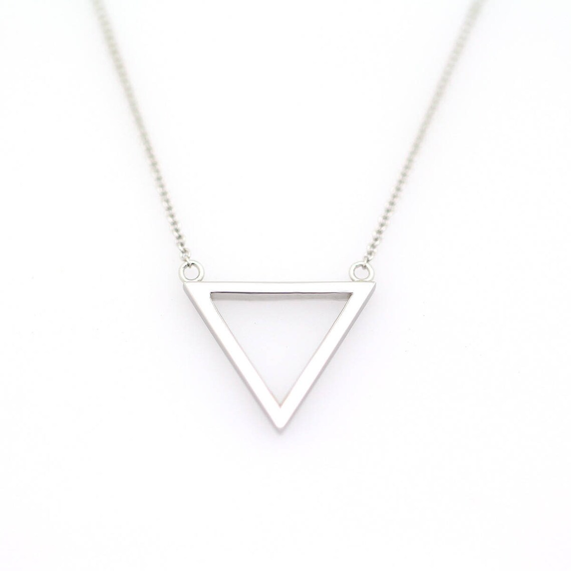 Triangle Pendant Necklace 14K Solid Gold Necklace Unique Necklace ...
