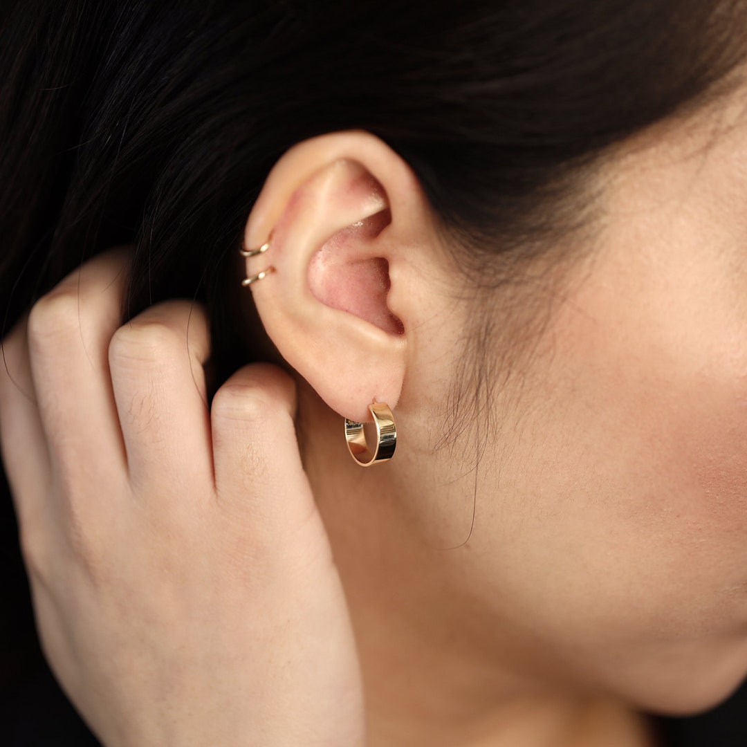 Wide Open Hoops, Solid Gold Earrings, Wide Gold Hoop Earrings, 14K ...