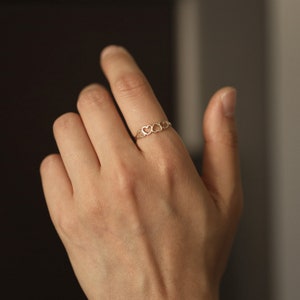 Gold Rings 14K Solid Gold Heart Ring Unique Ring Dainty Ring Promise ...