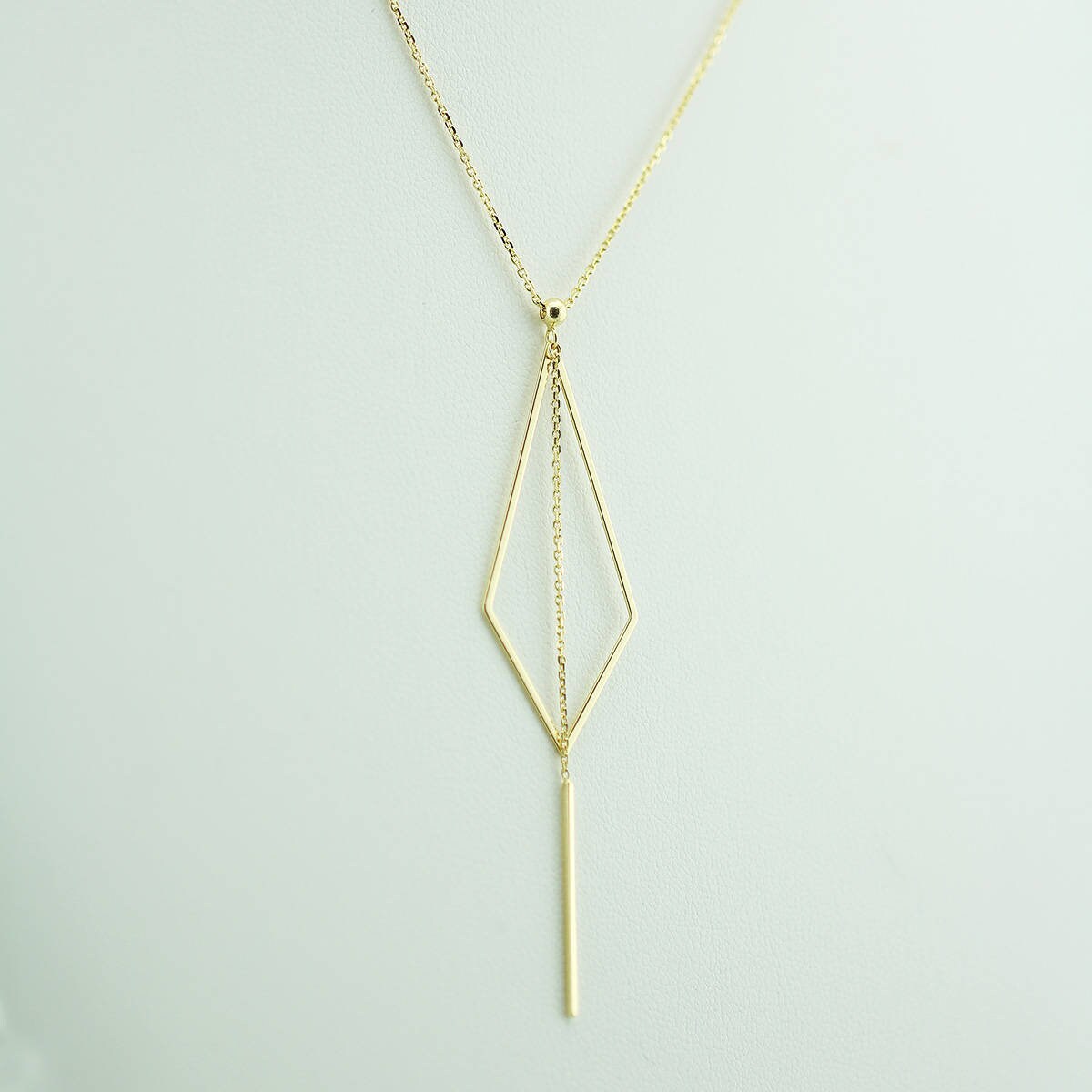 Geometric Necklace 14K Solid Gold Geometric Double Layered - Etsy