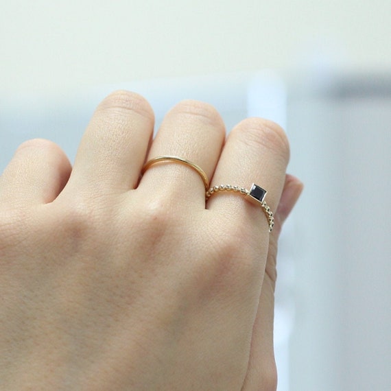 Onyx Rings 14K Solid Gold Onyx Ring Square Onyx Ring Black | Etsy