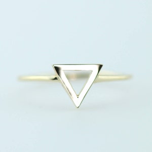 14k Gold Triangle Ring, Triangle Ring, Triangle Solid Gold Ring, 14K ...