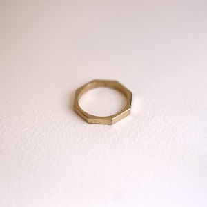 Unique Octagon Gold Ring, 14k Solid Gold Ring, Bolt Shape Ring, Simple ...