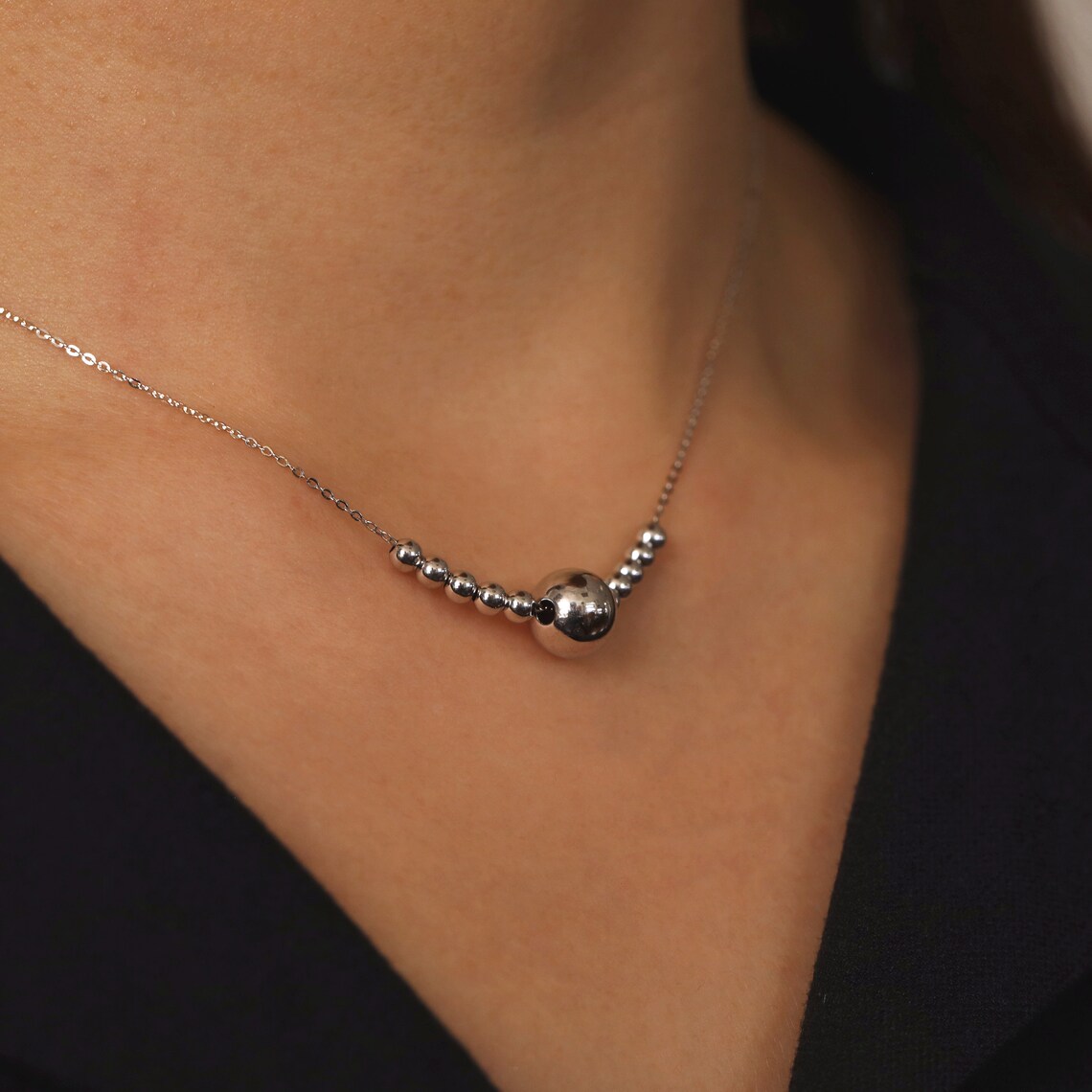 Gold Beads Necklace, 14K Solid Gold Necklace With Beads, Beaded ...