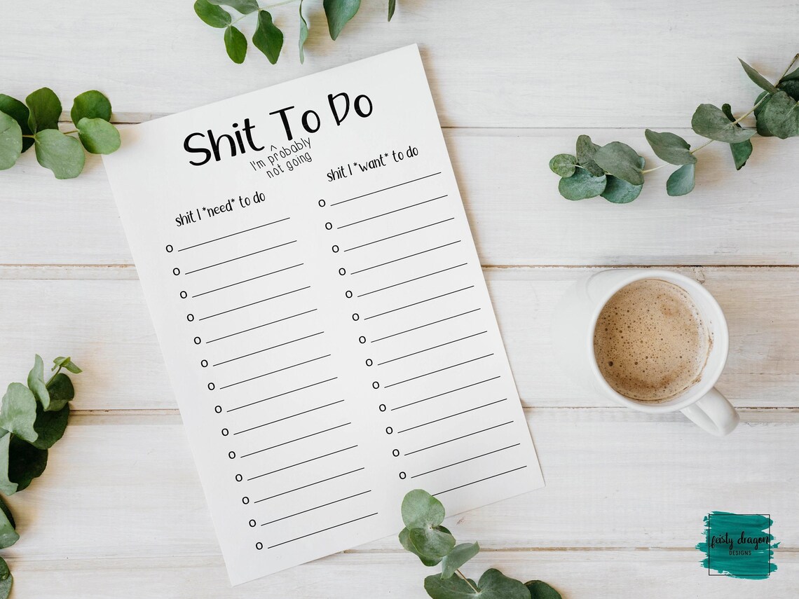 Printable | Shit to Do | To-do List | Funny to Do List | Daily List ...