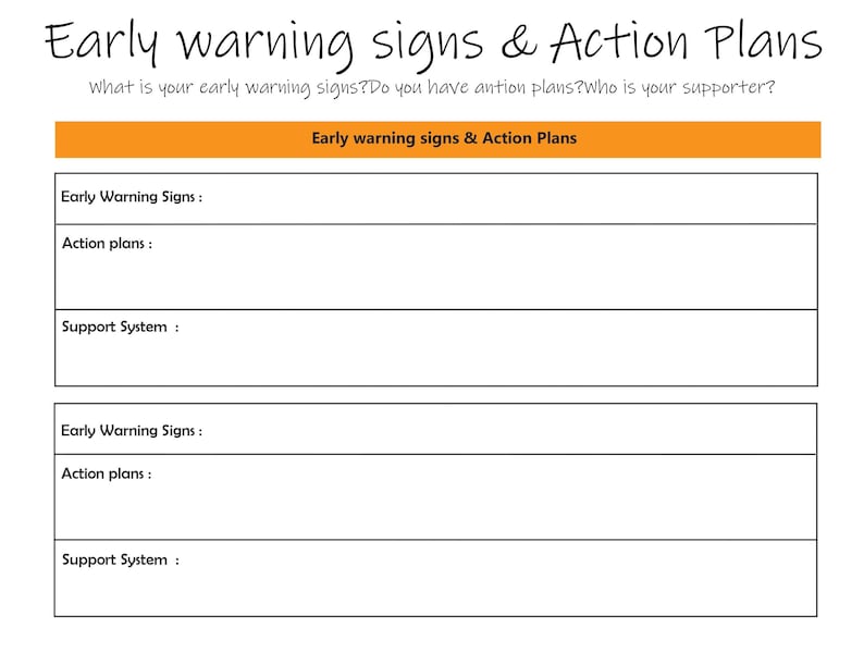 Trigger Plan/early Warning Signs/crisis Plan/ Sign and Symptoms/mental ...
