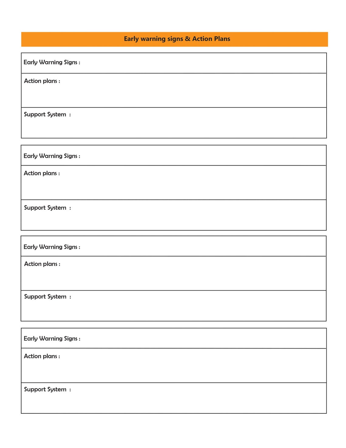 Trigger Plan/early Warning Signs/crisis Plan/ Sign and Symptoms/mental ...