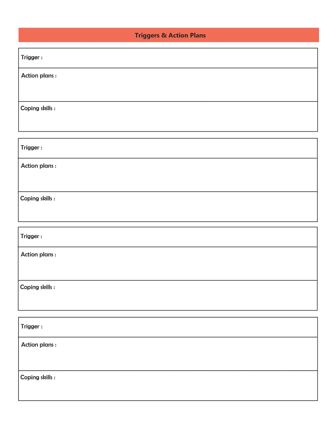 Trigger Plan/early Warning Signs/crisis Plan/ Sign and Symptoms/mental ...