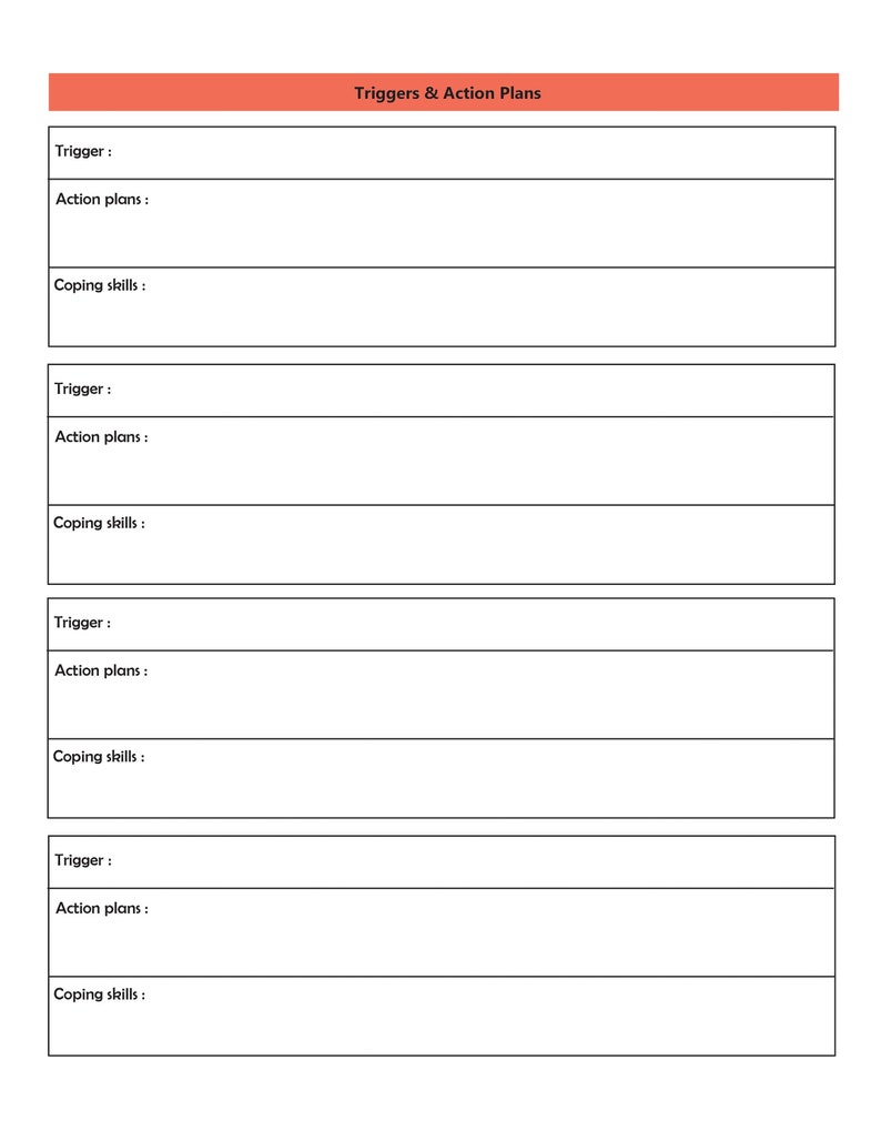 Trigger Plan/early Warning Signs/crisis Plan/ Sign and Symptoms/mental ...