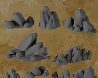 Shadowfey Jagged Rocks Scatter Dnd Miniature Terrain for - Etsy
