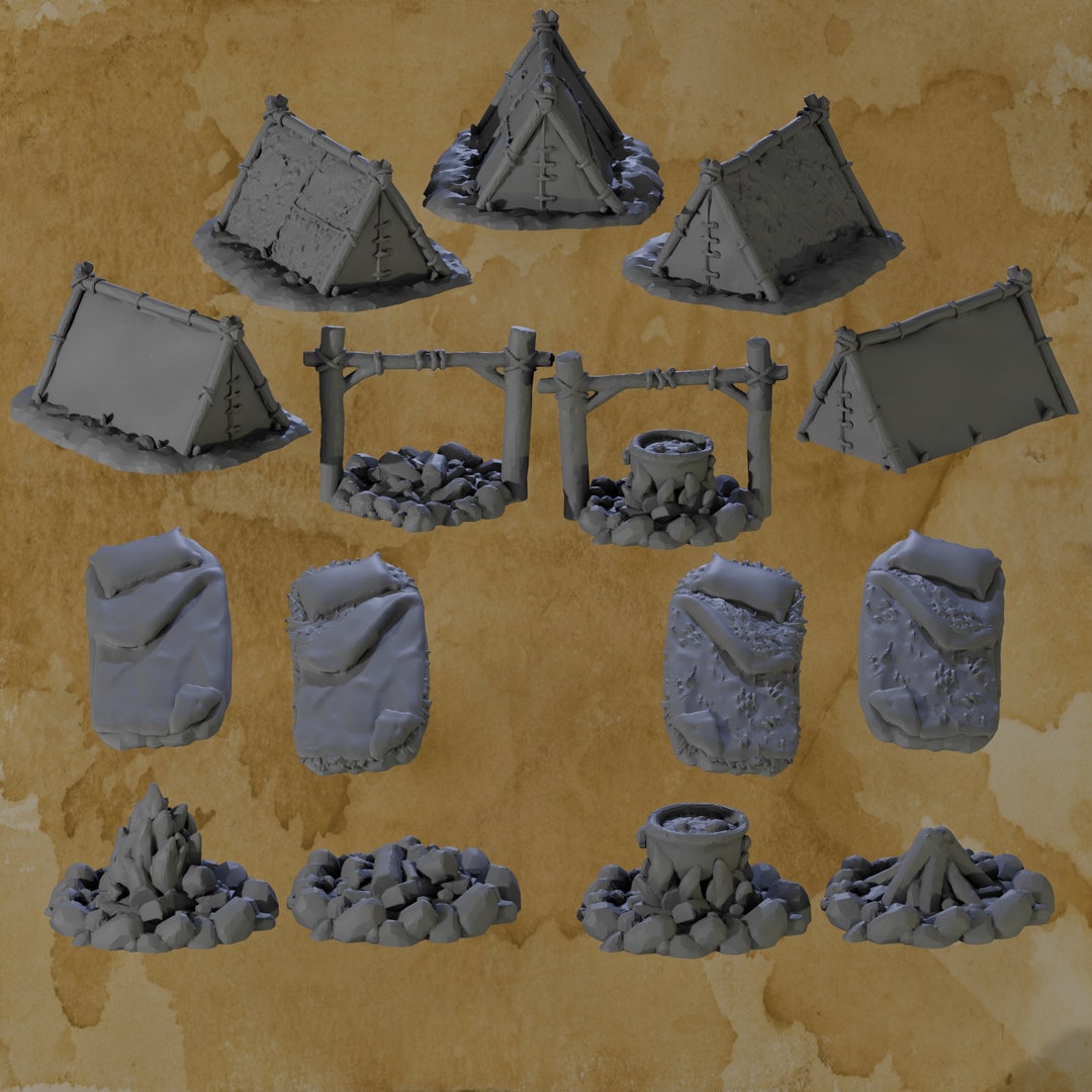 Campsite Kit - 15pcs / Fantasy / Dnd / D&D / Pathfinder / Terrain ...