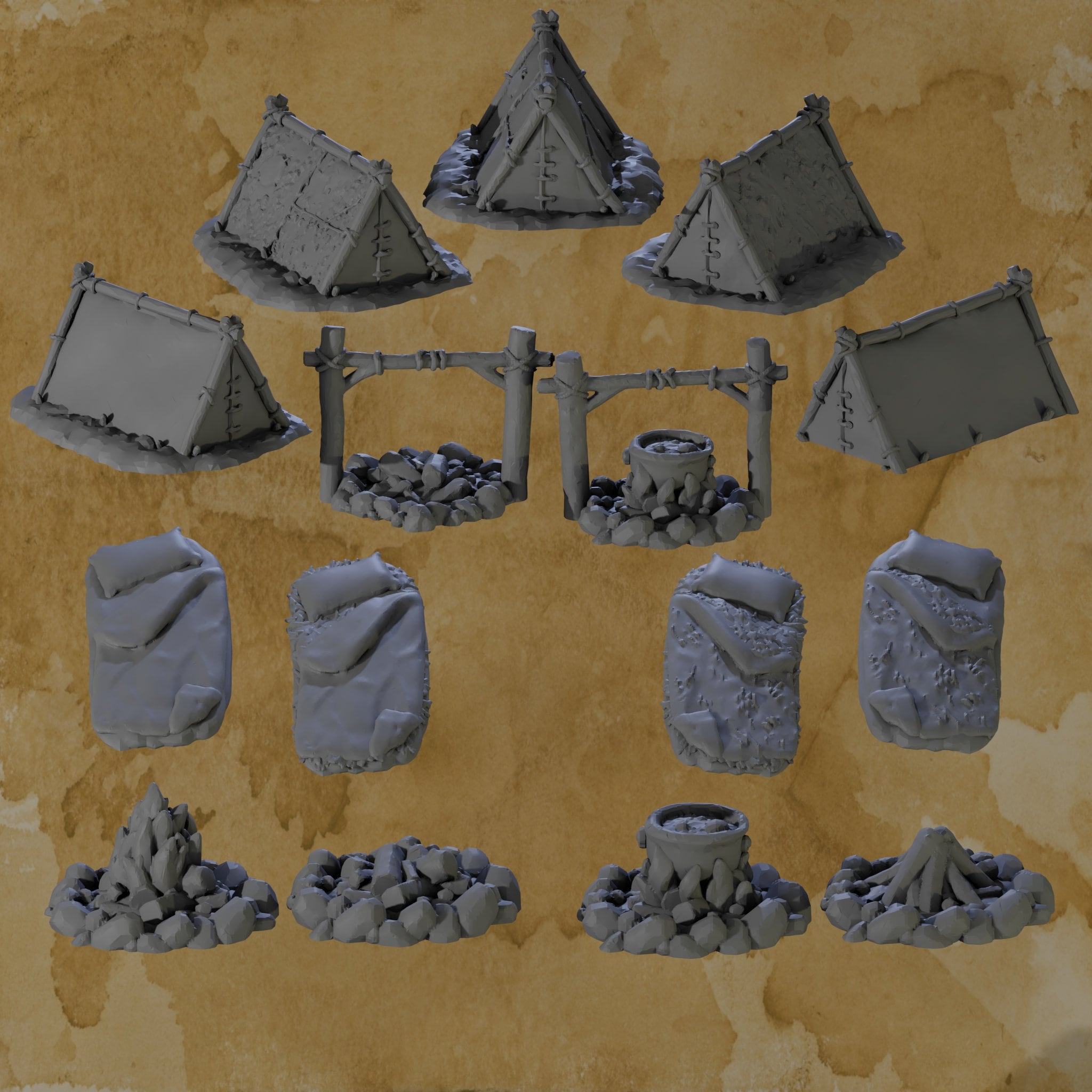 Campsite Kit 15pcs / Fantasy / Dnd / D&D / Pathfinder / | Etsy