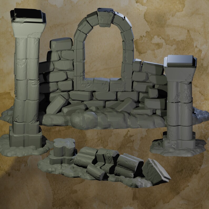 Ruined Arches and Pillars 6 Pcs / Fantasy / DnD / D&D / 40k | Etsy