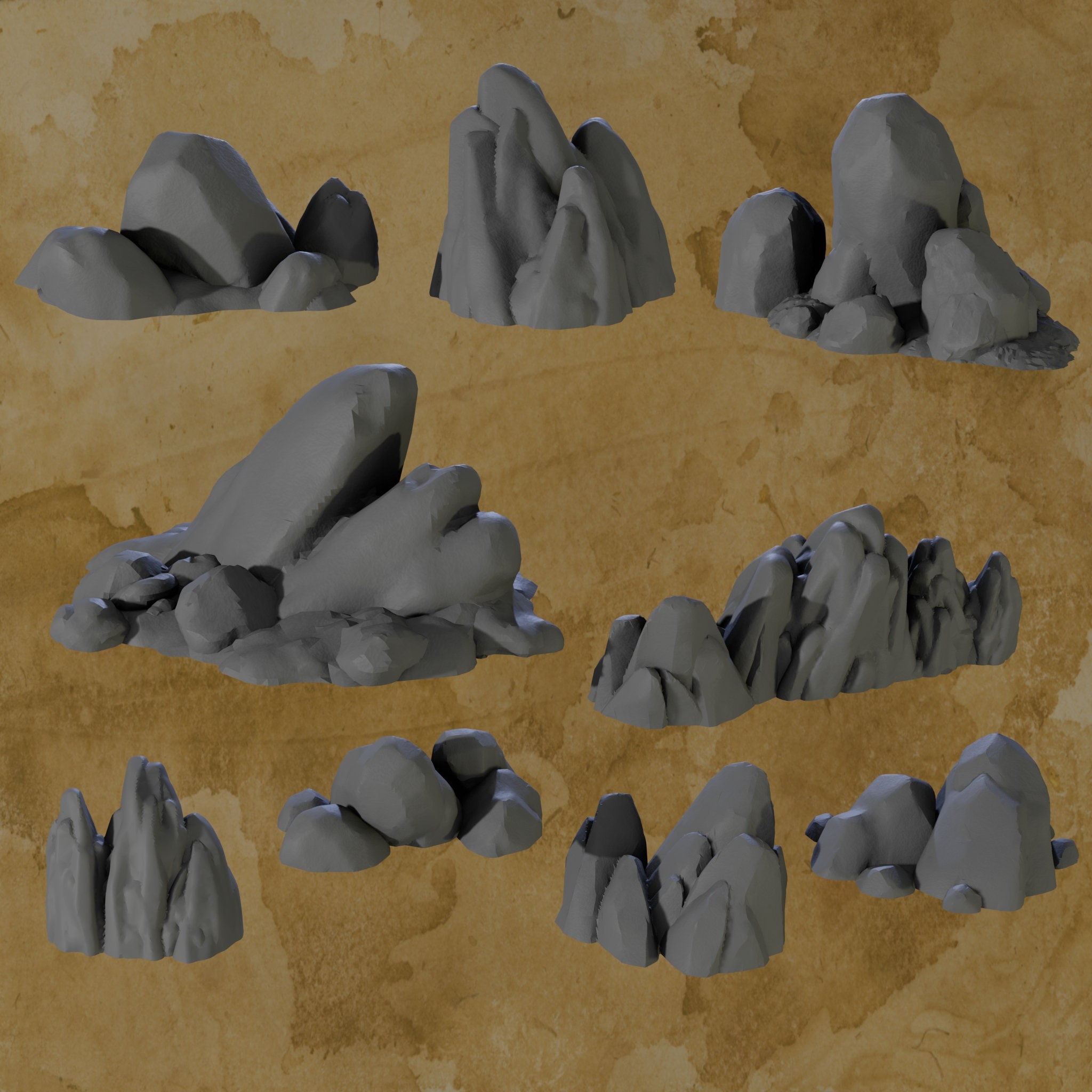 Rocks 11pcs / Fantasy / Dnd / D&D / Pathfinder / Terrain / | Etsy