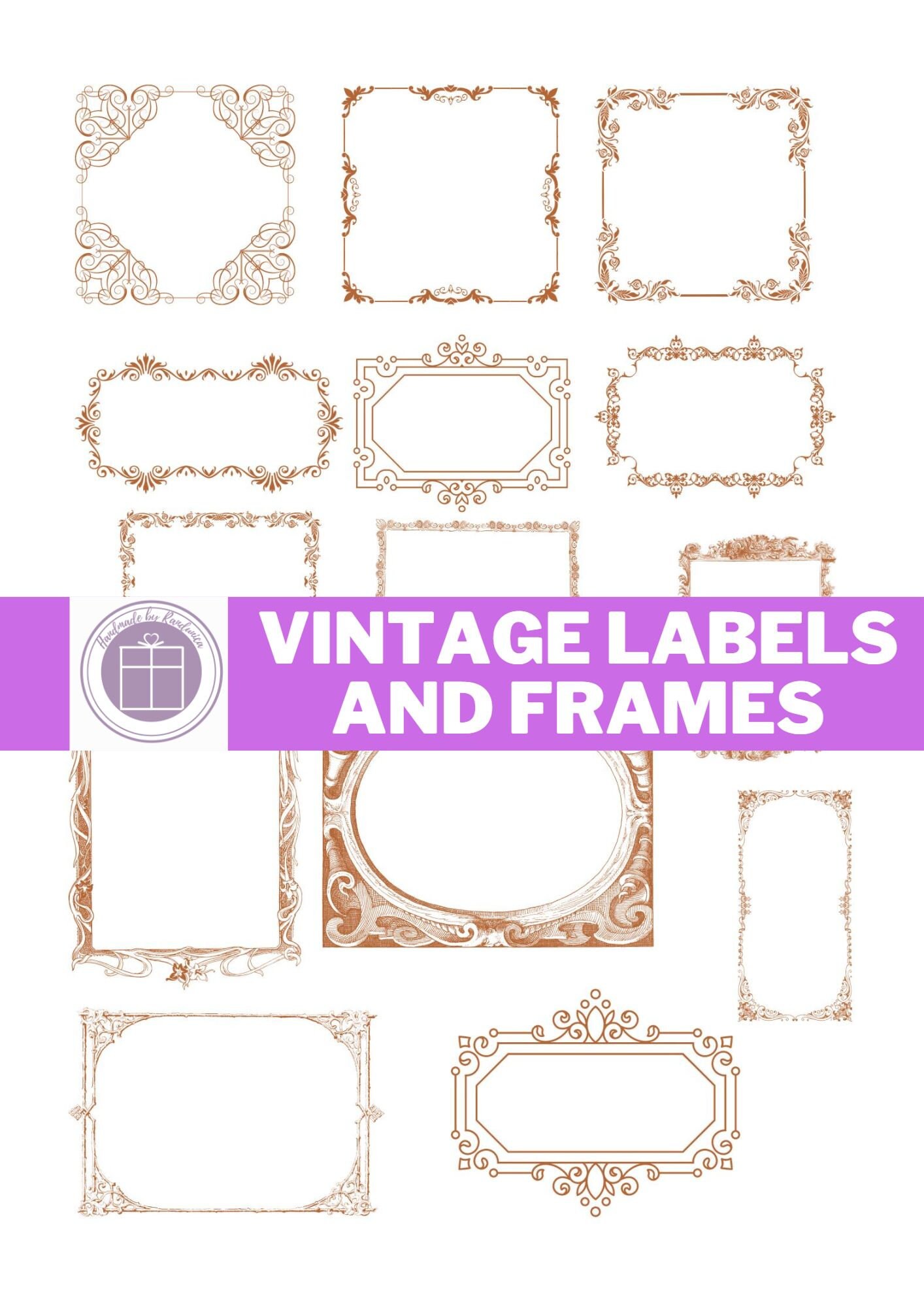Vintage Printable Labels, Digital Labels, Scrapbook Frames - Etsy