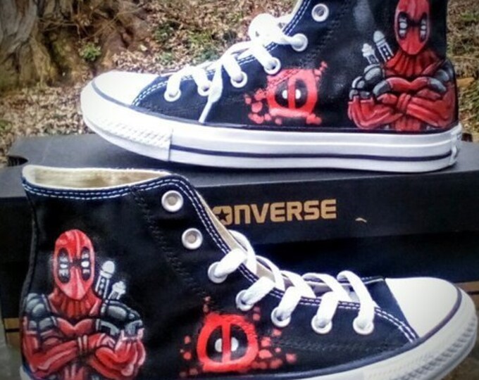 Deadpool Fan Art Hand Painted Converse All Star Hitop Sneakers - Etsy