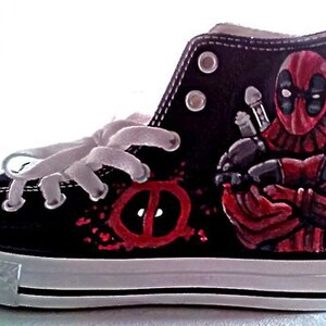 Deadpool Fan Art Hand Painted Converse All Star Hitop Sneakers | Etsy