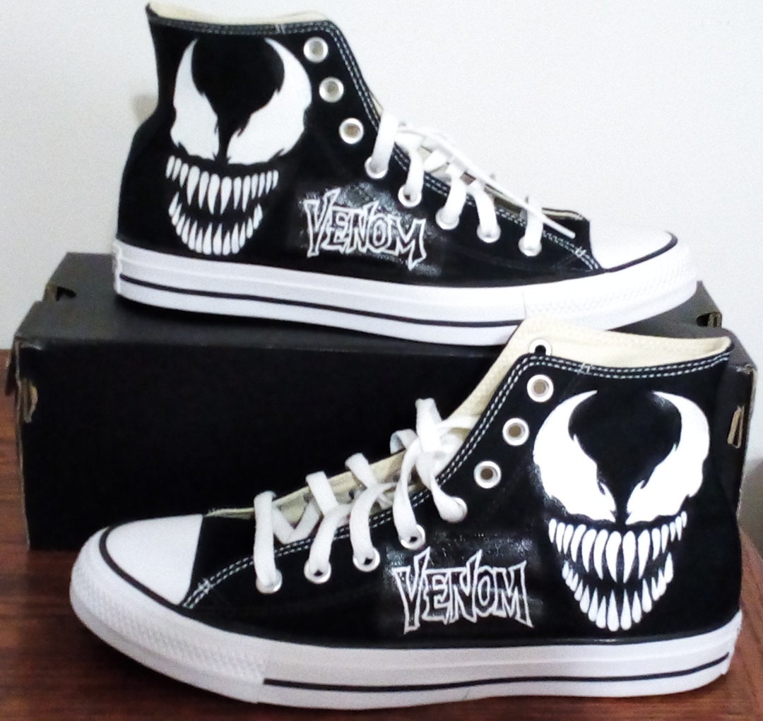 Venom Spider-man Fan Art Hand Painted Converse All Star Hitop - Etsy