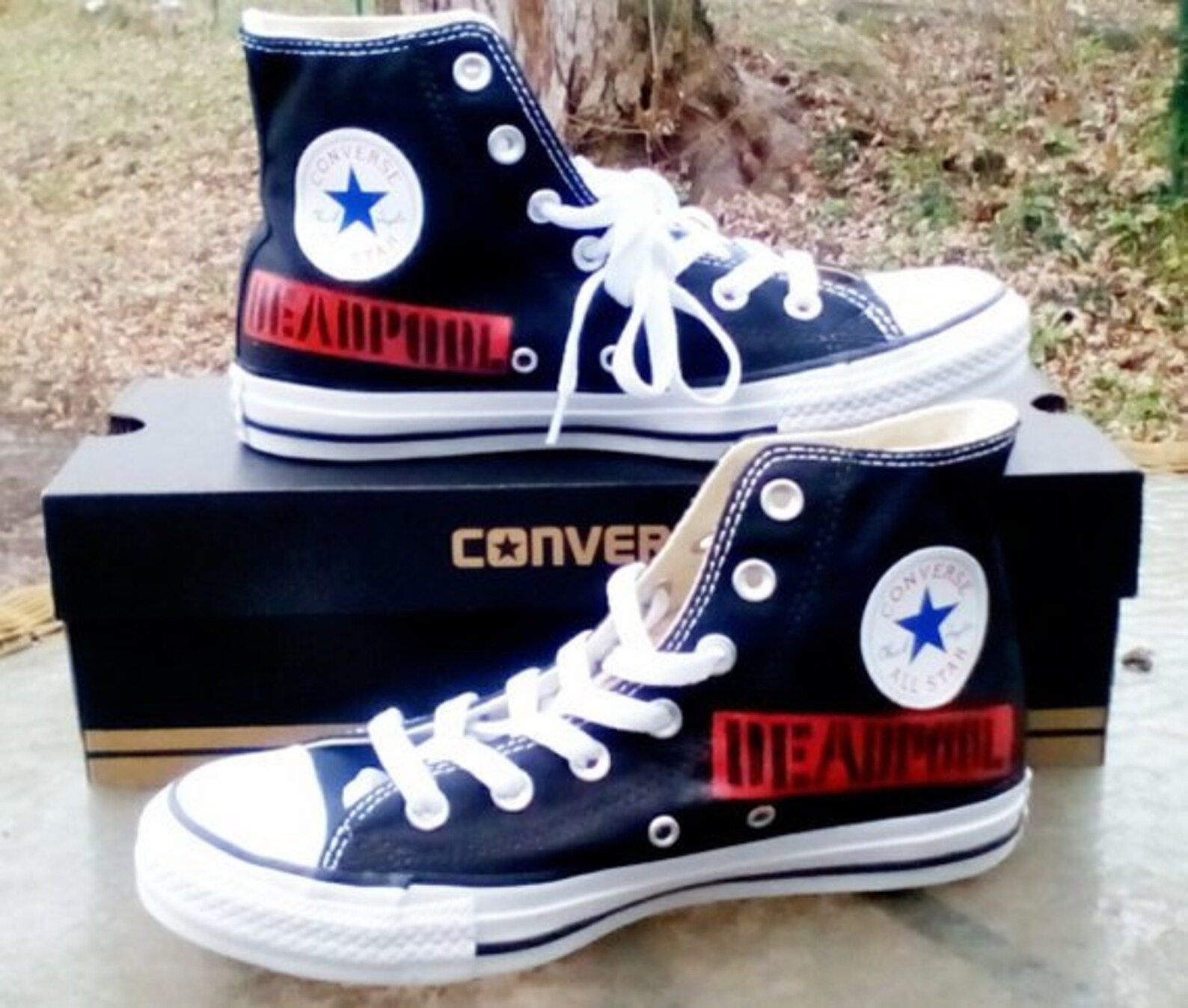 Deadpool Fan Art Hand Painted Converse All Star Hitop Sneakers | Etsy