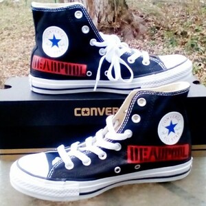 Deadpool Fan Art Hand Painted Converse All Star Hitop Sneakers | Etsy