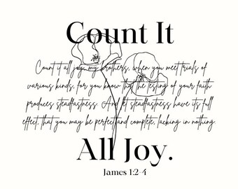 James 1:2-4 Bible Verse Digital Download Printable Wall Art Print or ...