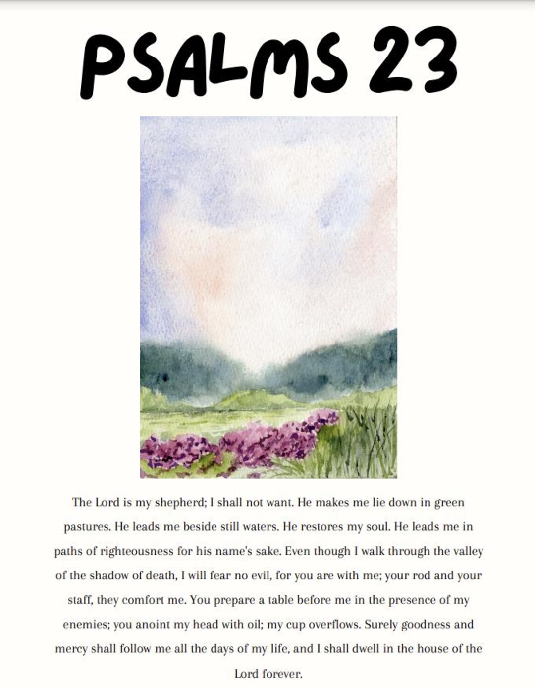Psalm 23, the Lord is My Shepherd I Shall Not Want, Psalm of David ...