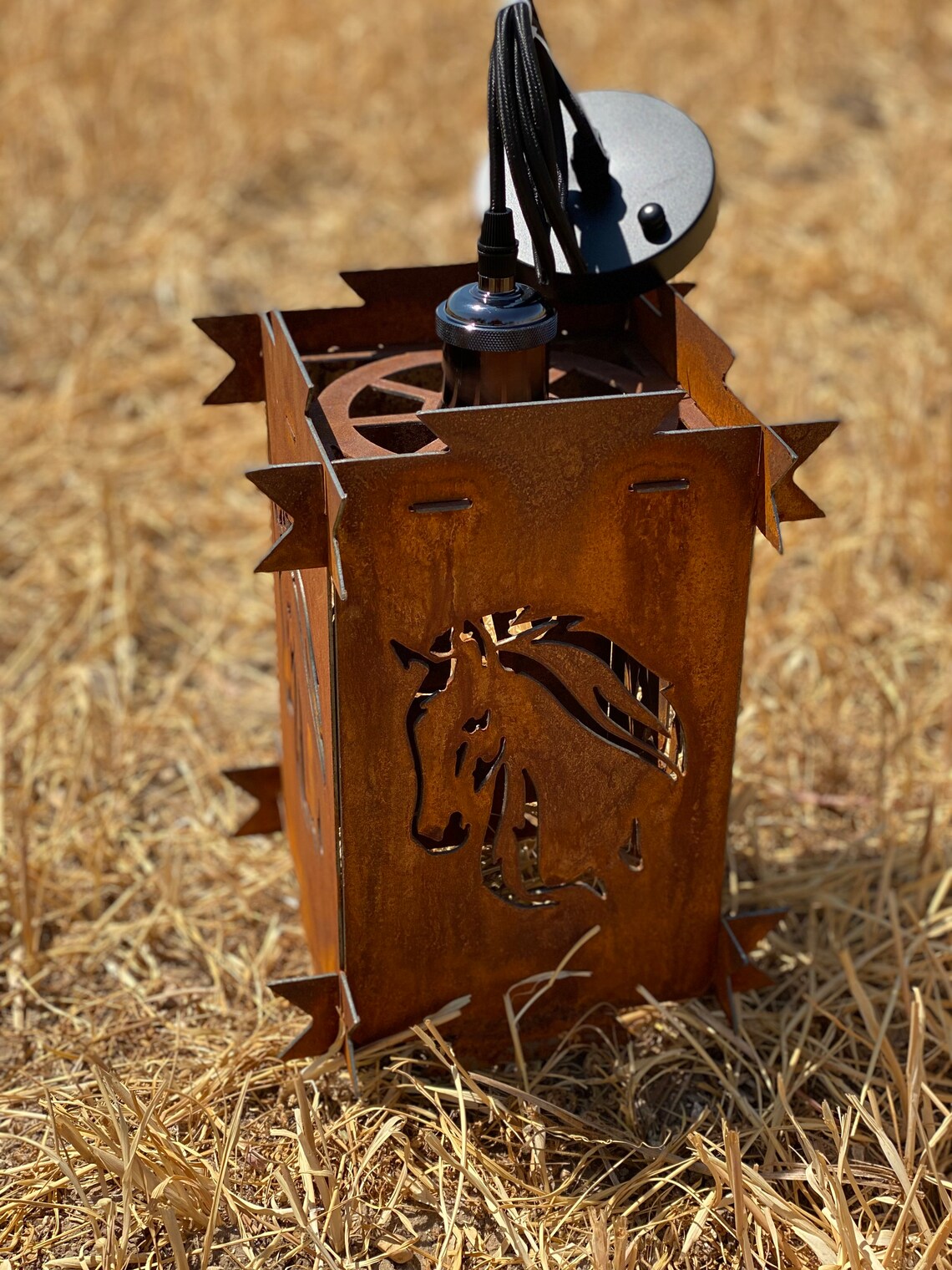 Horse Head Rust Pendant Light - Etsy