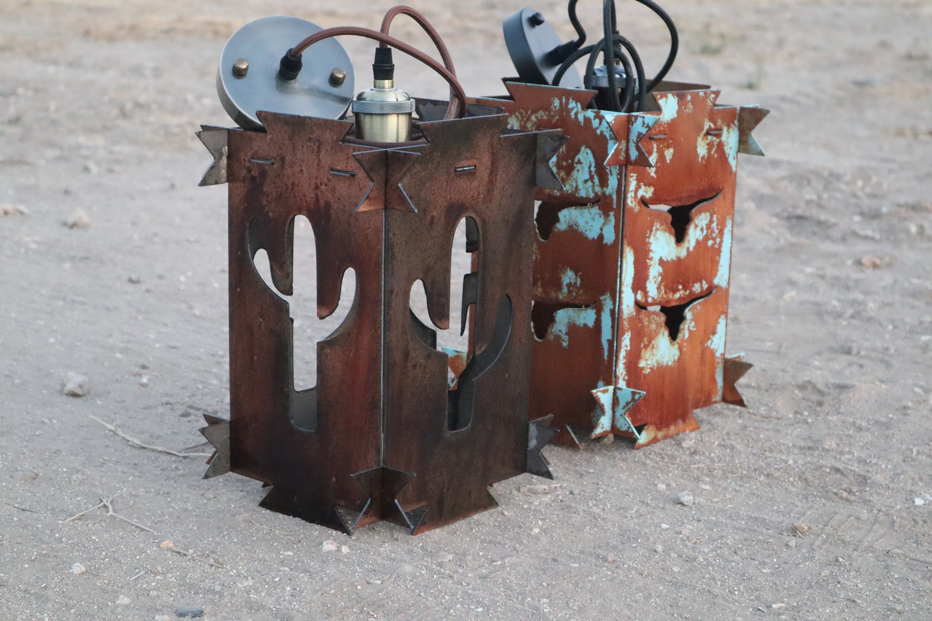 Longhorn Turquoise/rust Pendant Light - Etsy