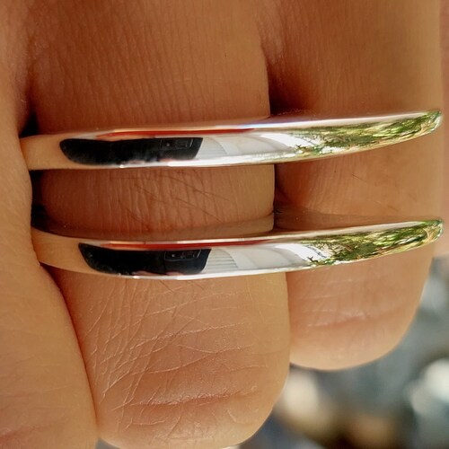 Two Fingers Ring Sterling Silver Jewel Minimalist. and - Etsy