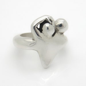 Couple Silver Ring, Passion Ring, Lovers Ring, Two People Hugging, Couple Hugging Ring, Sterling ...